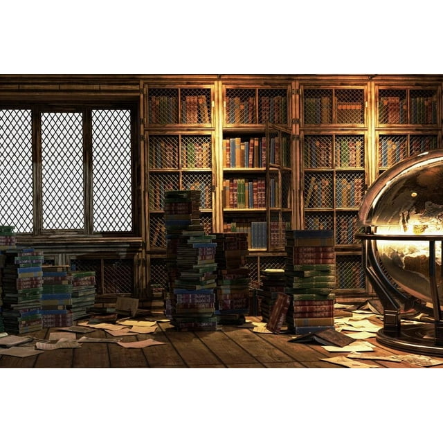 Vintage Magic Room Bookcase Photography Background Retro Old Bookshelf ...