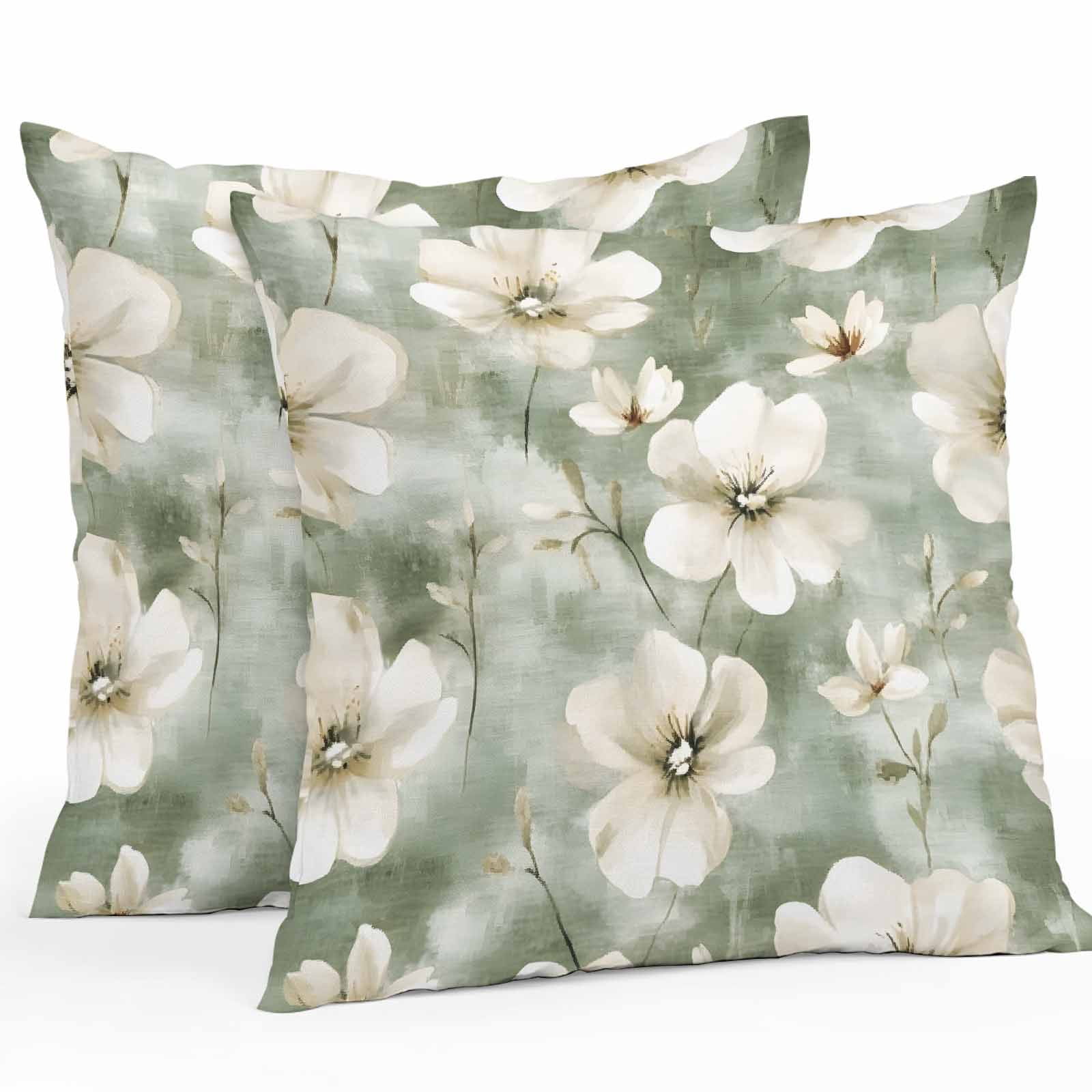 Vintage Magnolia Outdoor Pillow Covers Pack of 2 White Blooming Flower ...
