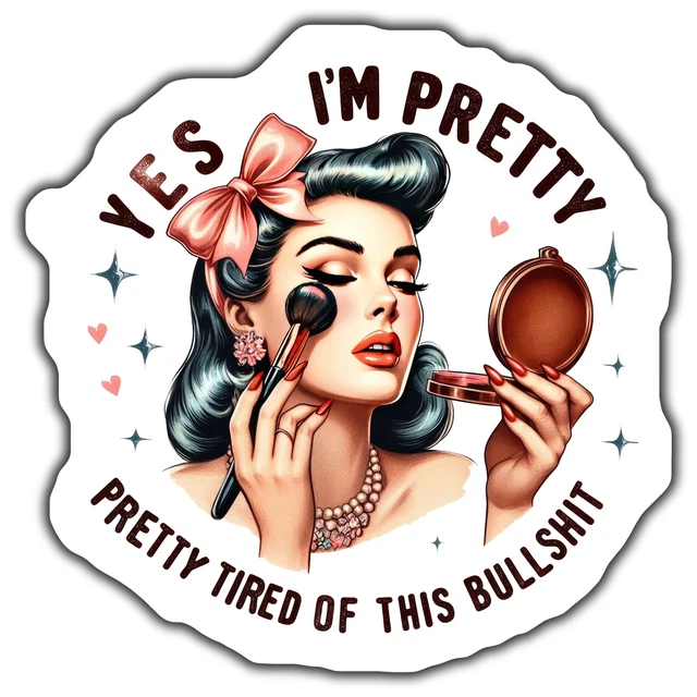 Vintage Makeup Sticker, Retro Woman Sticker, Beauty Effort Sticker ...