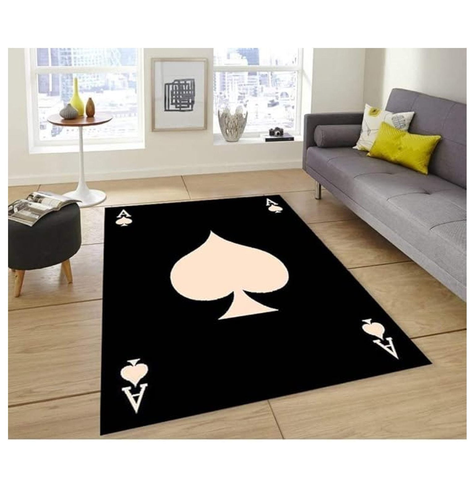 Vintage Man Cave Ranch Garage Metal Signs Ace of Spades Area Rug (5’ 3 ...