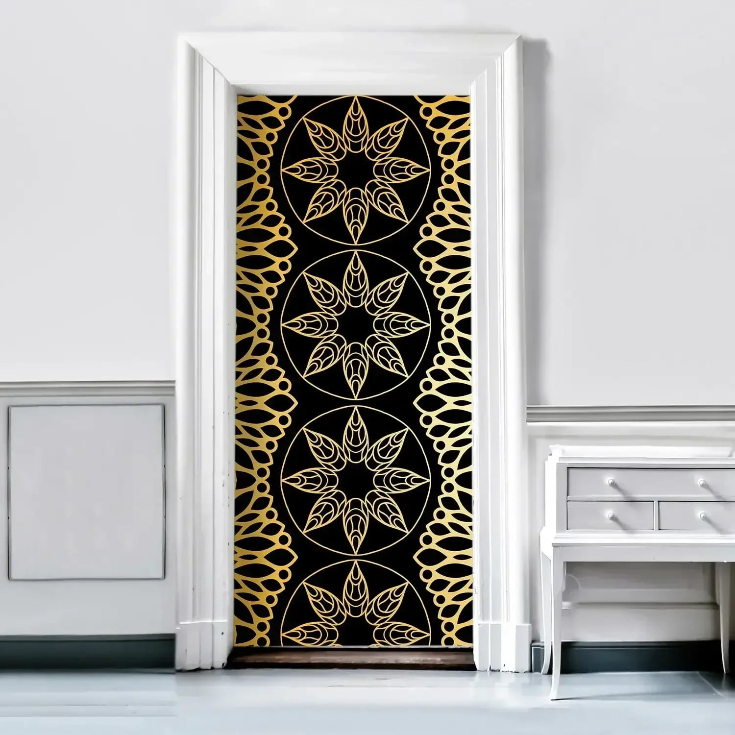 Vintage Mandala Flower Door Stickers Boho Floral Full Door Cover ...