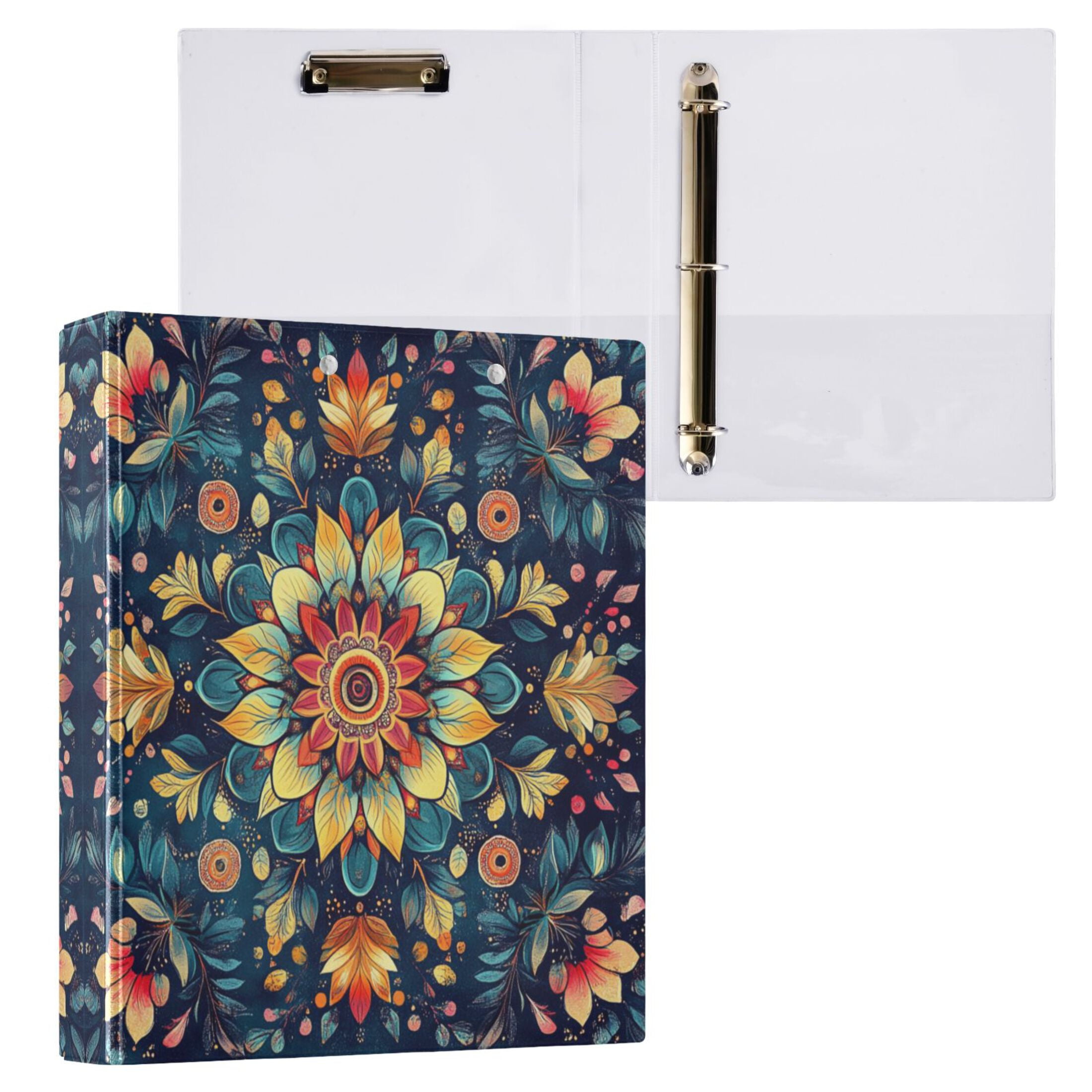 Vintage Mandala Pattern 3 Ring Hardcover Binders 1.5in Round Rings for ...