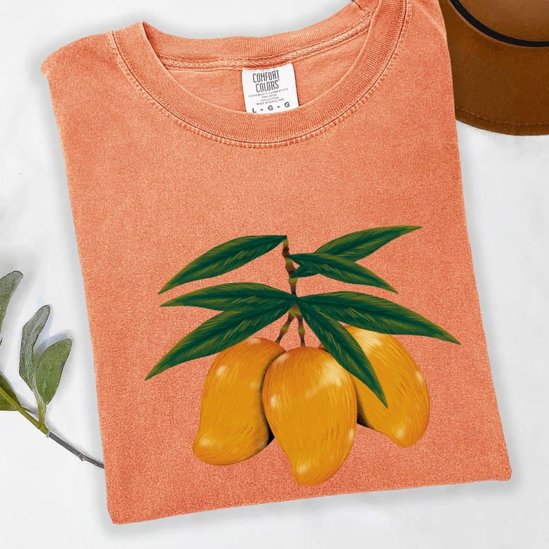 Vintage Mango Shirt – Pastel Art Fruit Drawing Foodie Floral Graphic ...