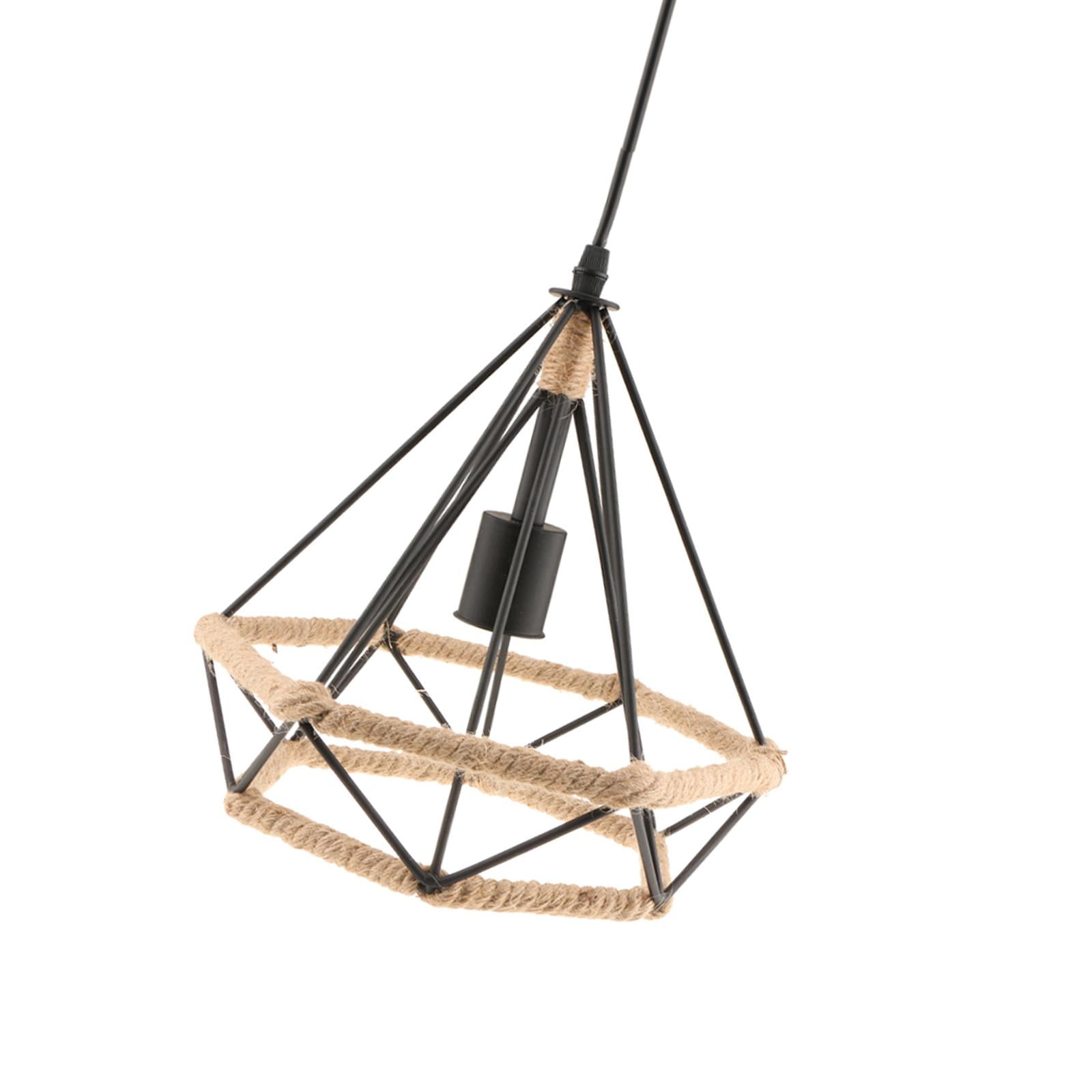 Vintage Manila Rope Diamond Shaped Pendant Lampshade Frame Ceiling Loft ...