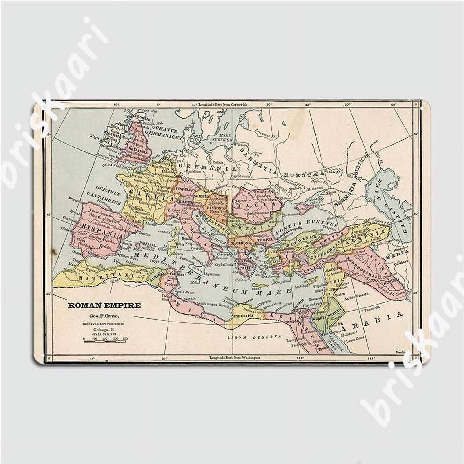 Vintage Map Of The Roman Empire Metal Plaque Poster Cinema Living Room ...