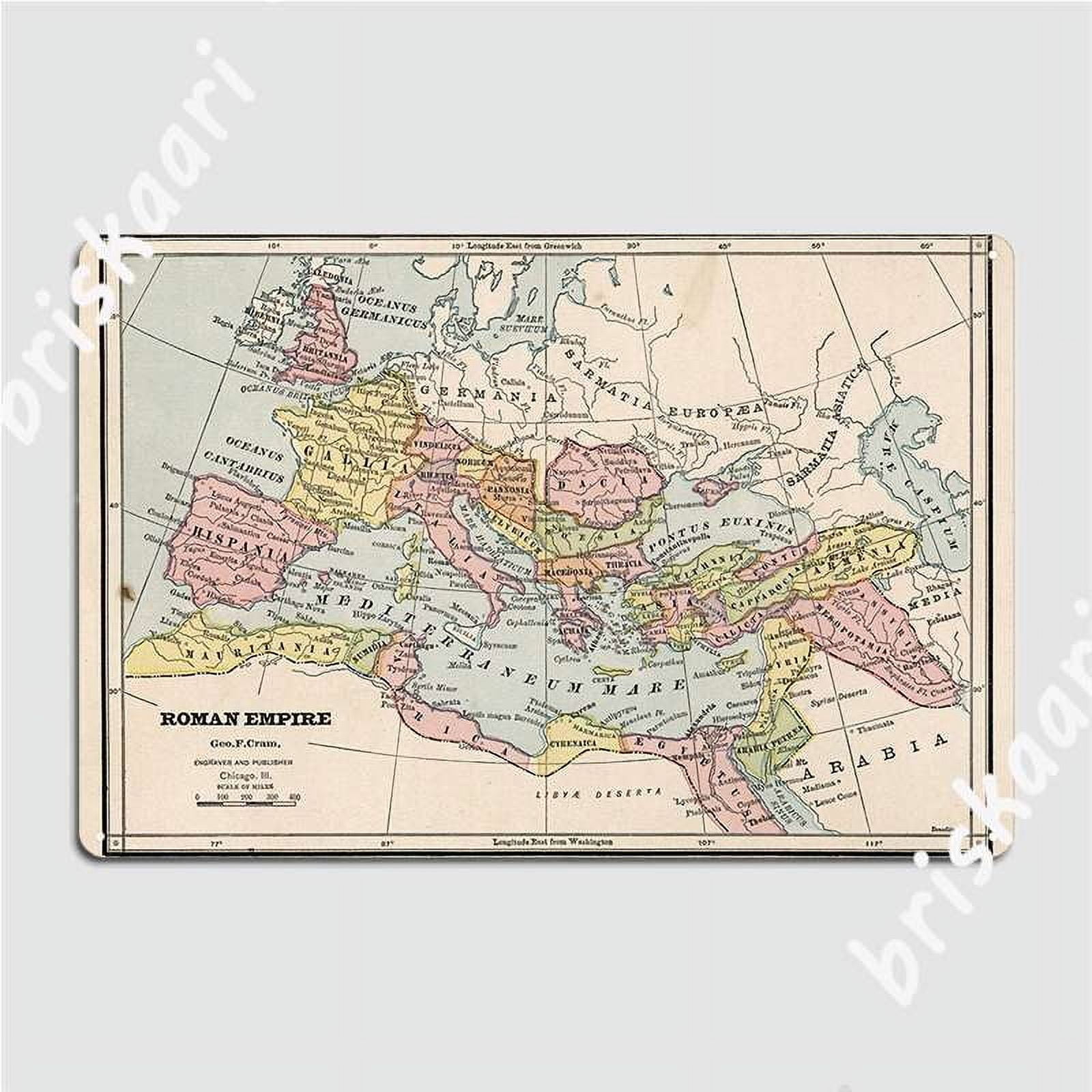 Vintage Map Of The Roman Empire Metal Plaque Poster Cinema Living Room ...