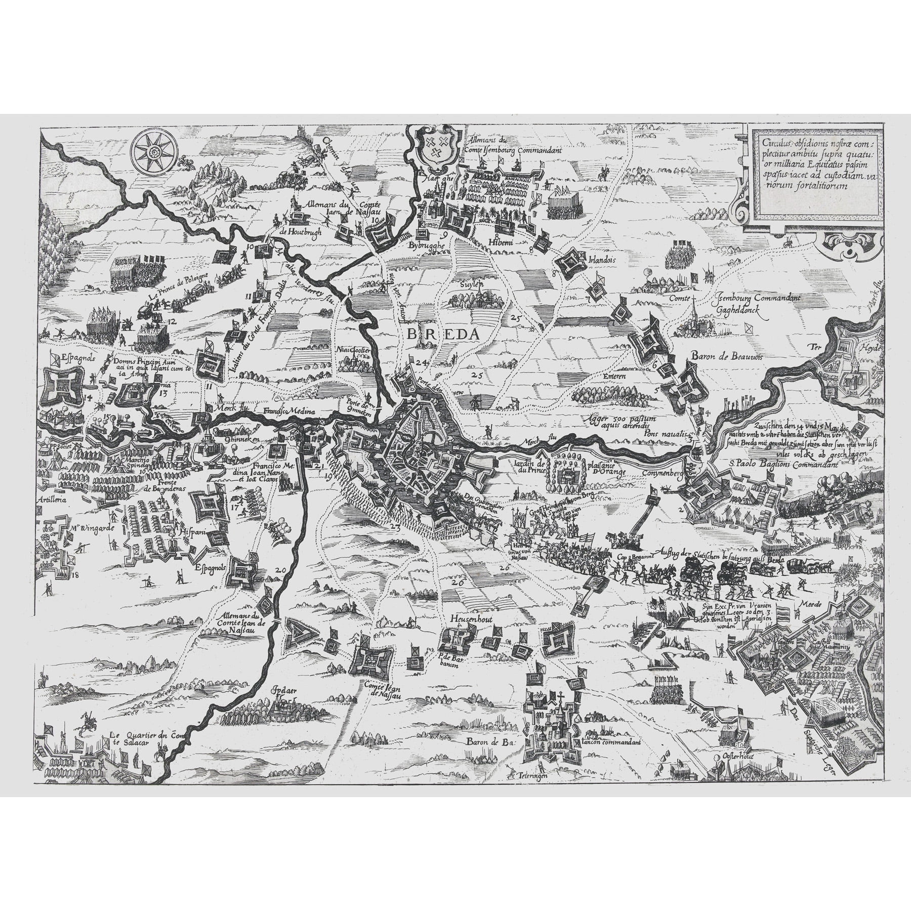 Vintage Map Of The Siege Of Breda Netherlands 1624 Extra Large XL Wall ...