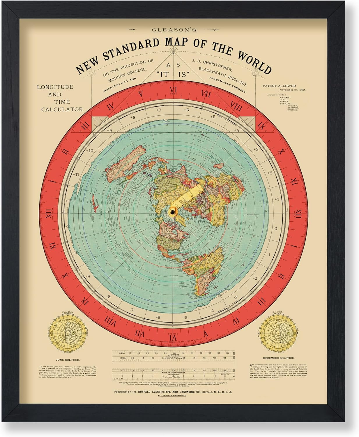 Vintage Map Poster - New Standard of the World Map - Flat Earth Gleason ...