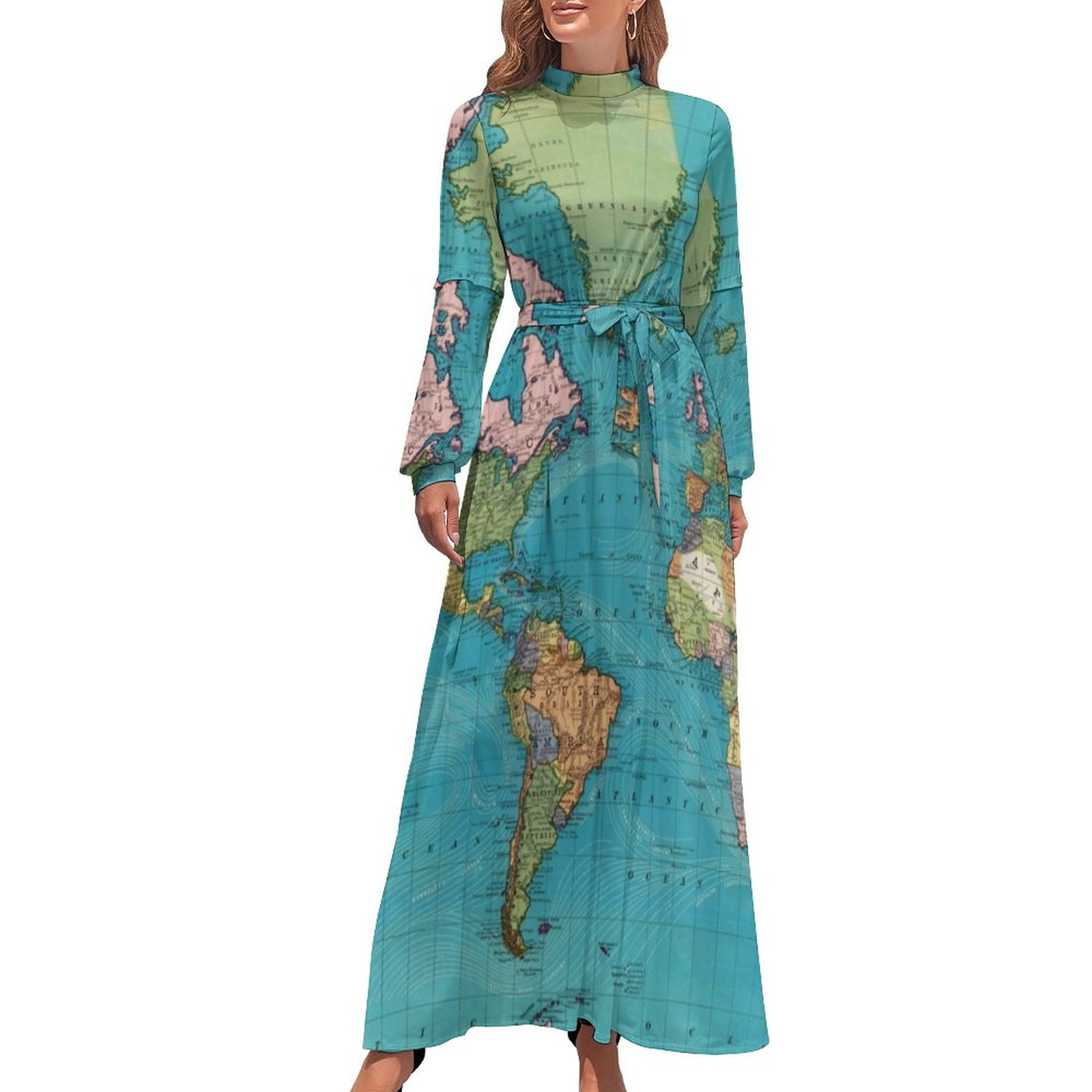 Vintage Map Print Dress Sarasota Florida Cute Maxi Dress Boho Beach ...