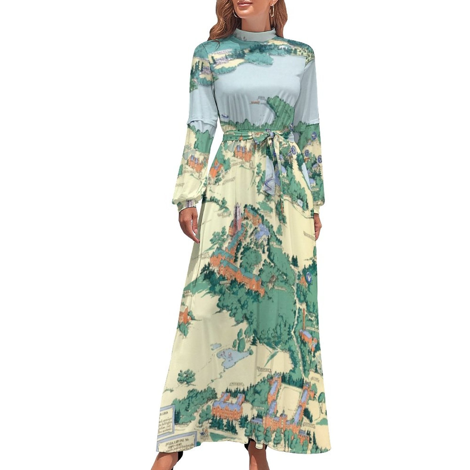 Vintage Map Print Dress Sarasota Florida Cute Maxi Dress Boho Beach ...
