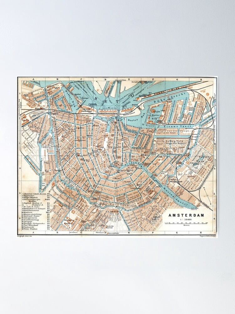 Vintage Map of Amsterdam (1905) Poster - Walmart.com