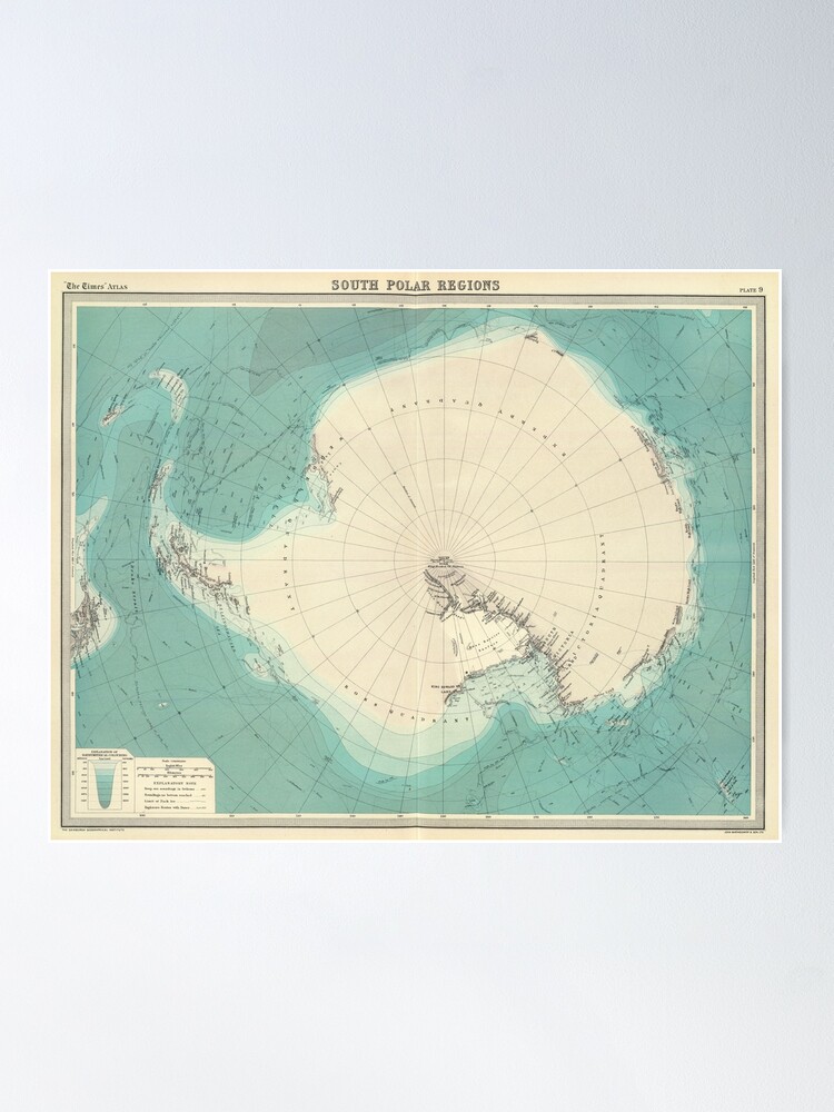 Vintage Map of Antarctica (1922) Poster - Walmart.com