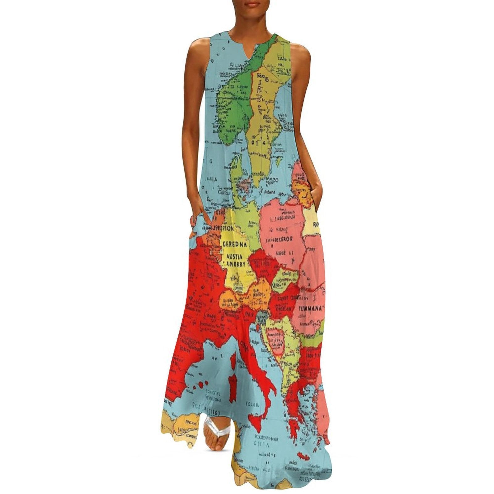 Vintage Map of Europe Long Dress luxury evening dresses women clothing ...
