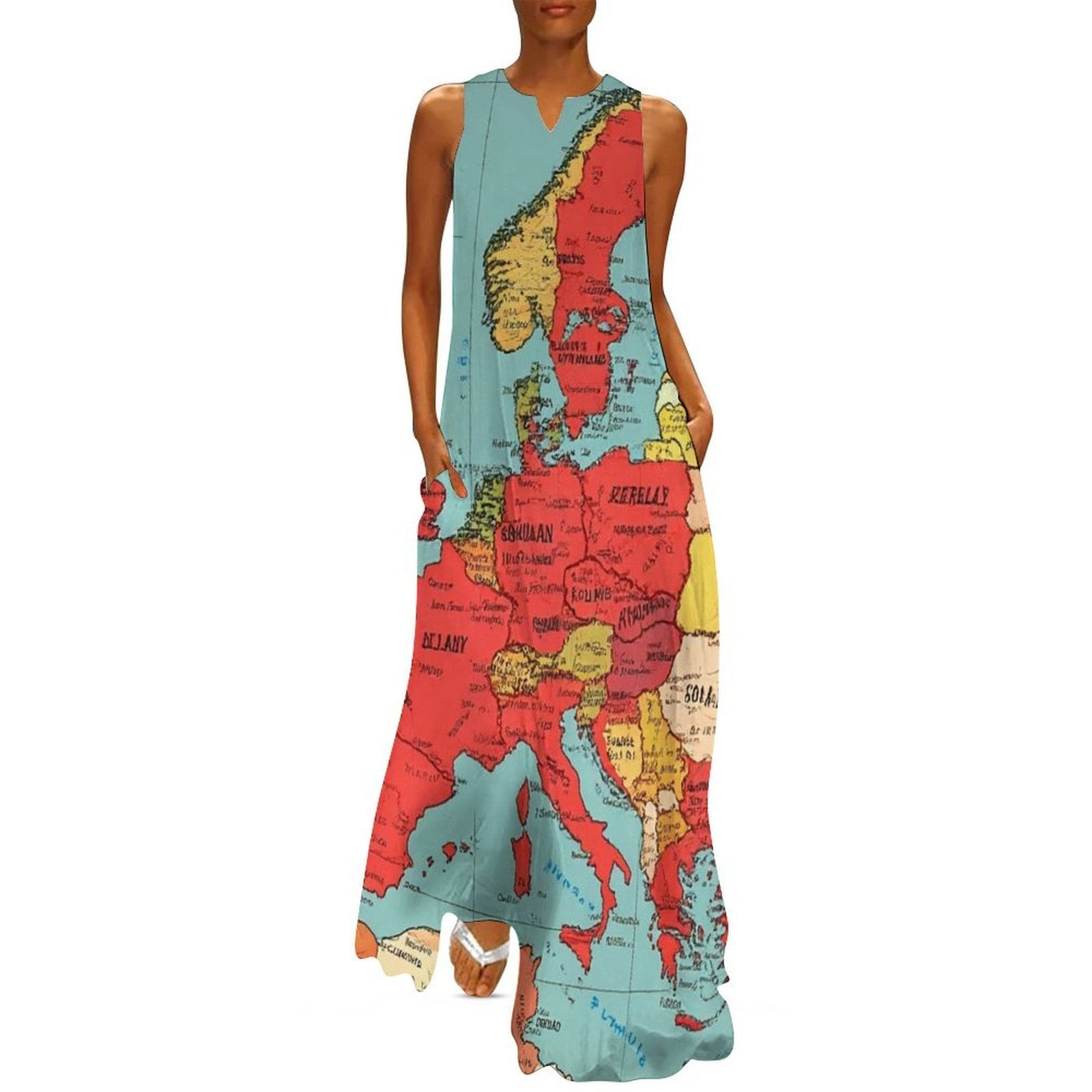 Vintage Map of Europe Long Dress luxury evening dresses women clothing ...