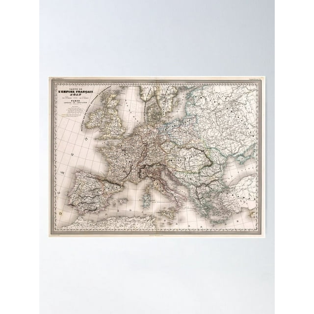 Vintage Map of Europe Napoleonic French Empire 1812 Poster - Walmart.com