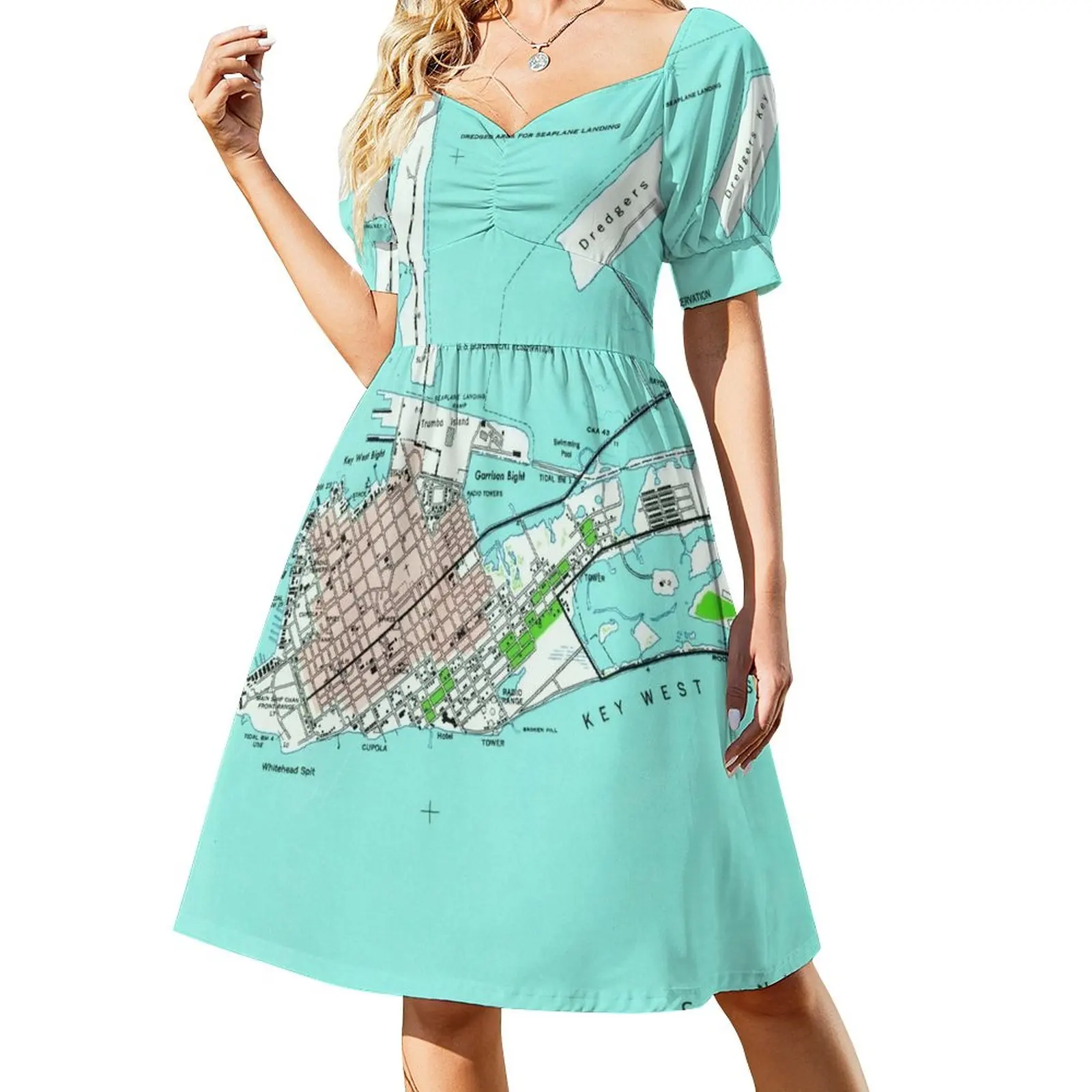 Vintage Map of Key West Florida (1962) Sleeveless Dress dress summer ...