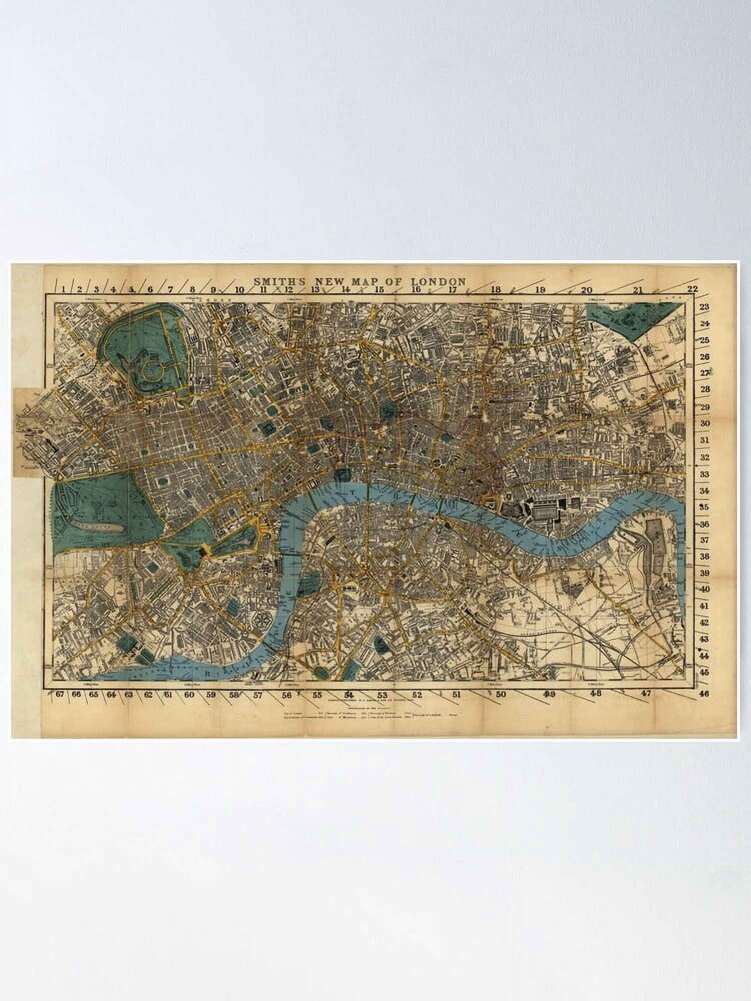 Vintage Map of London England (1860) Poster - Walmart.com