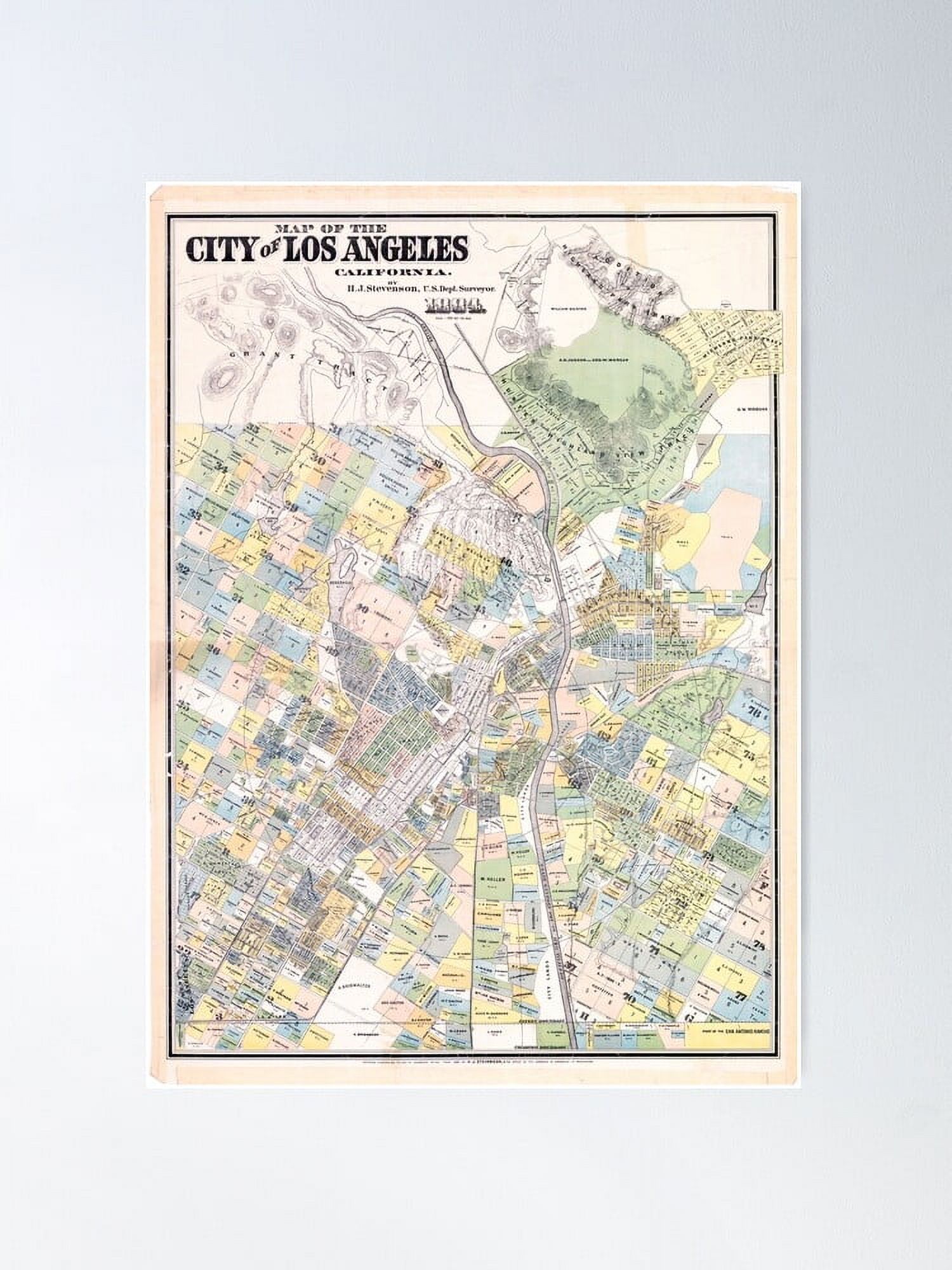 Vintage Map of Los Angeles CA (1884) Poster - Walmart.com