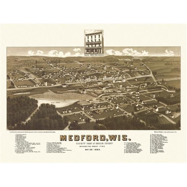 Vintage Map of Medford Wisconsin 1885 Taylor County Poster Print - 18 x ...