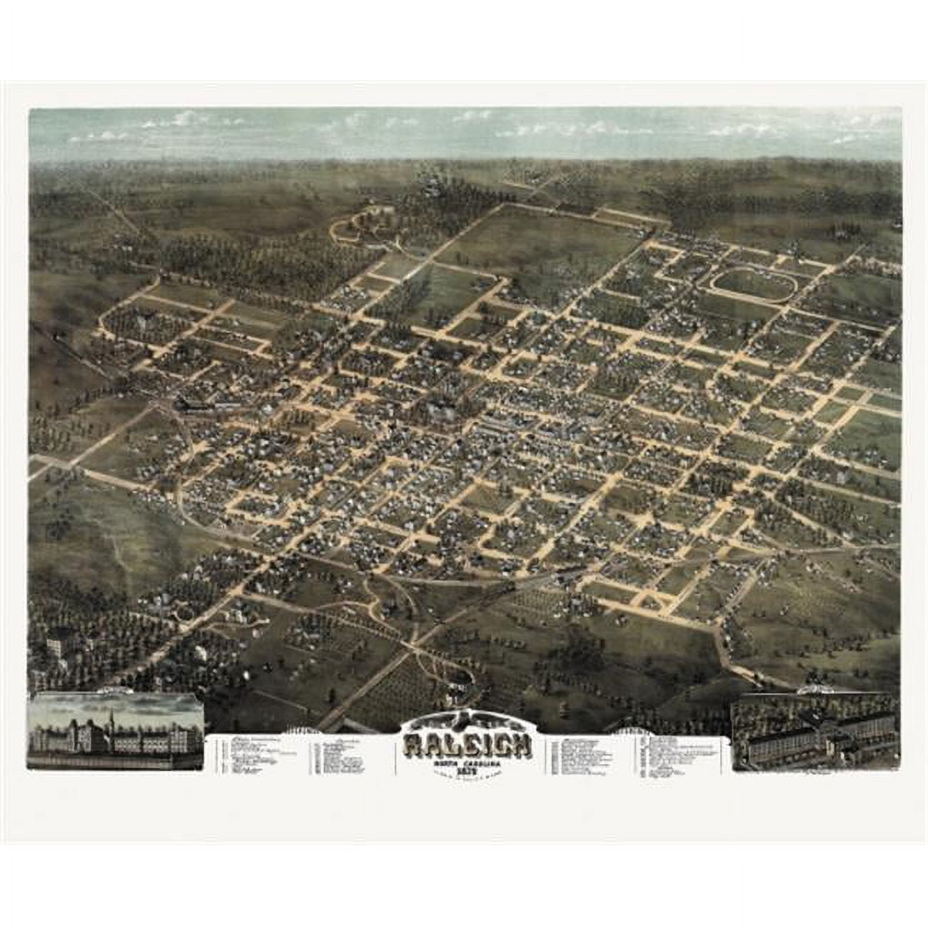Vintage Map of Raleigh North Carolina 1872 Wake County Poster Print ...