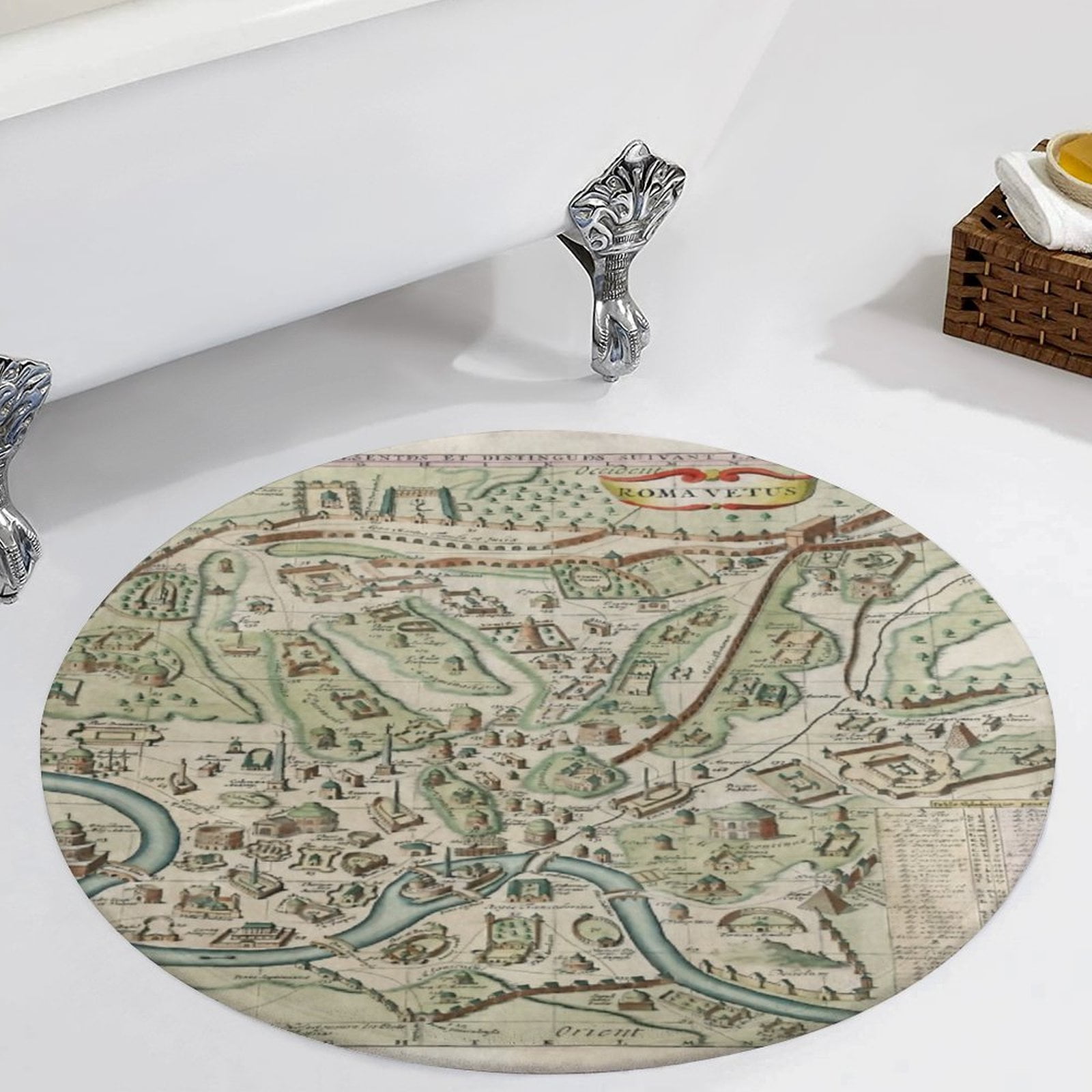 Vintage Map of Rome Italy Round Area Rugs for Bedroom Living Room, 6FT ...