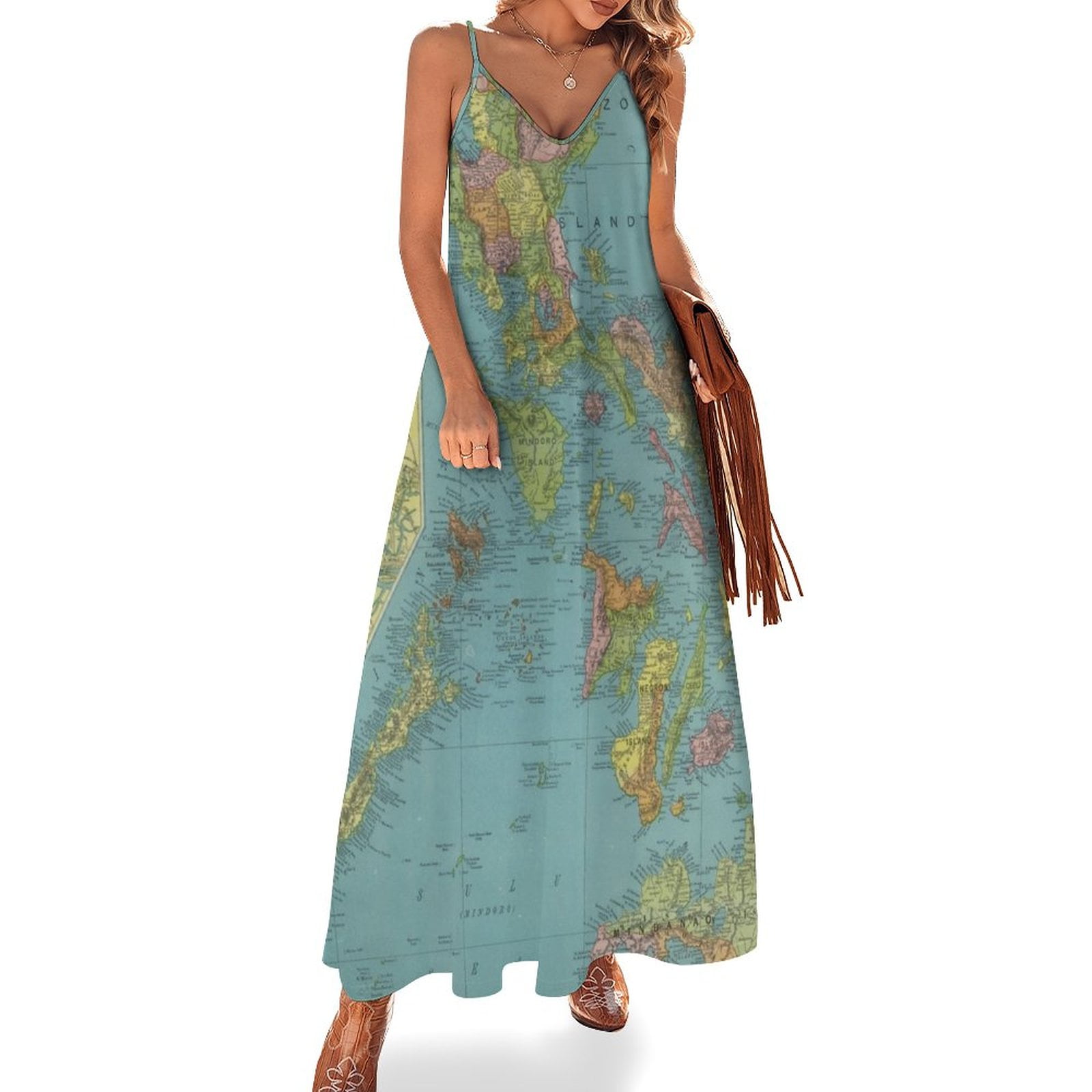 Vintage Map of The Phillipines (1903) Sleeveless Dress evening dress ...