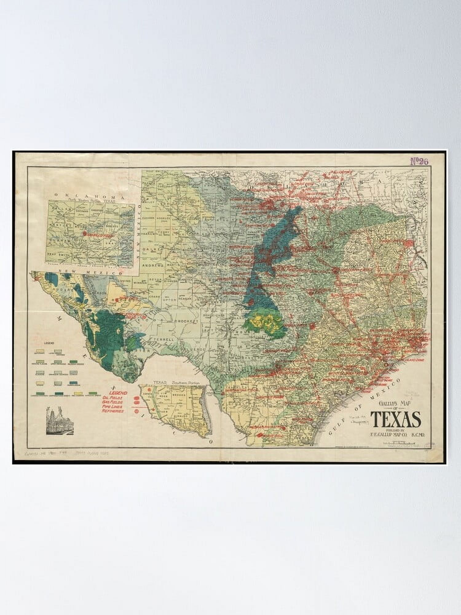 Vintage Map of The Texas Oil and Gas Fields (1920) Poster - Walmart.com