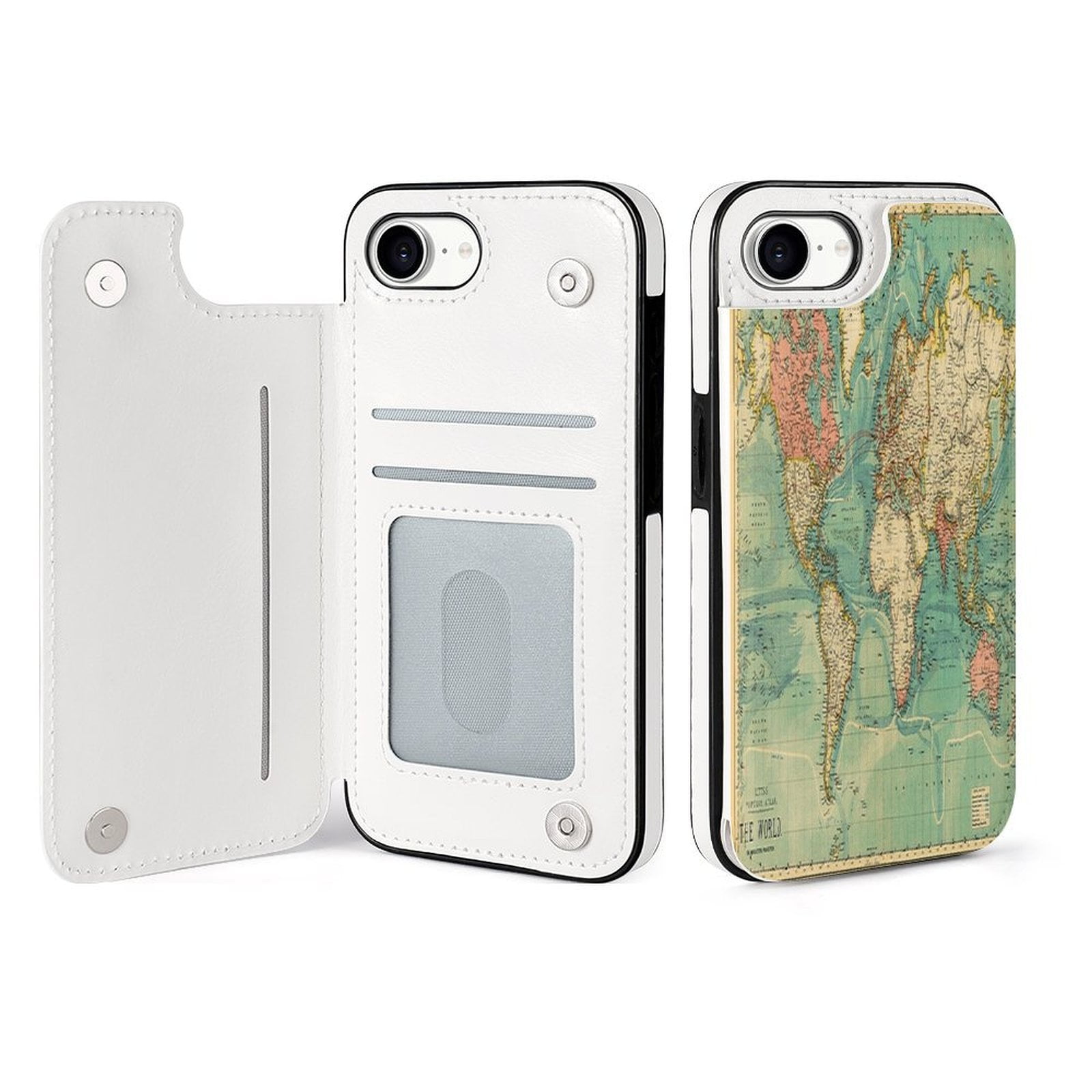 Vintage Map of The World 1883 Leather Wallet Case for iPhone 16 Pro Max ...
