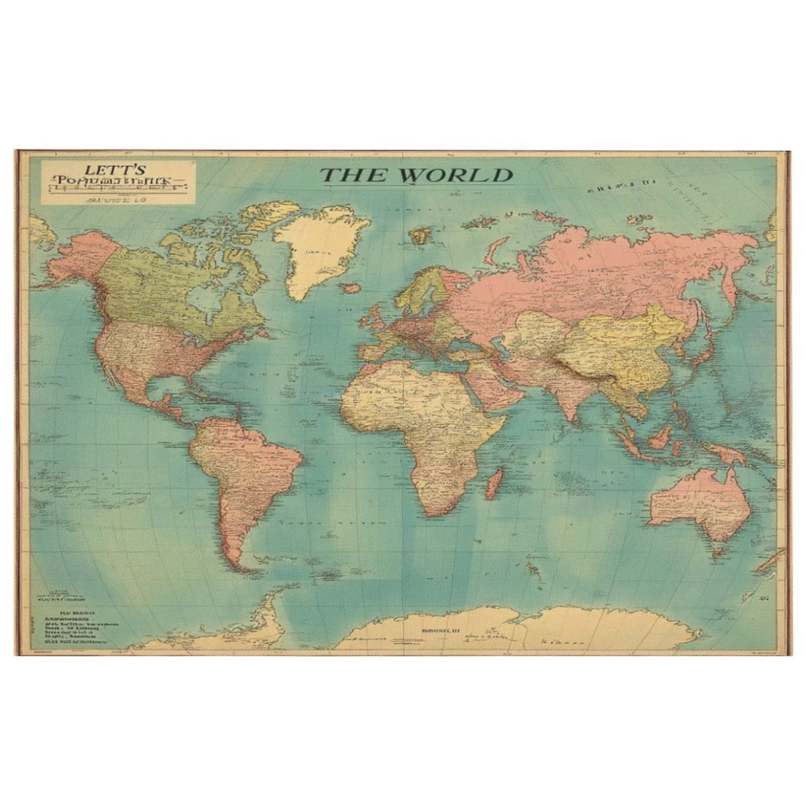 Vintage Map of The World83 Adult Home Decor Bedroom Living Room Crystal ...