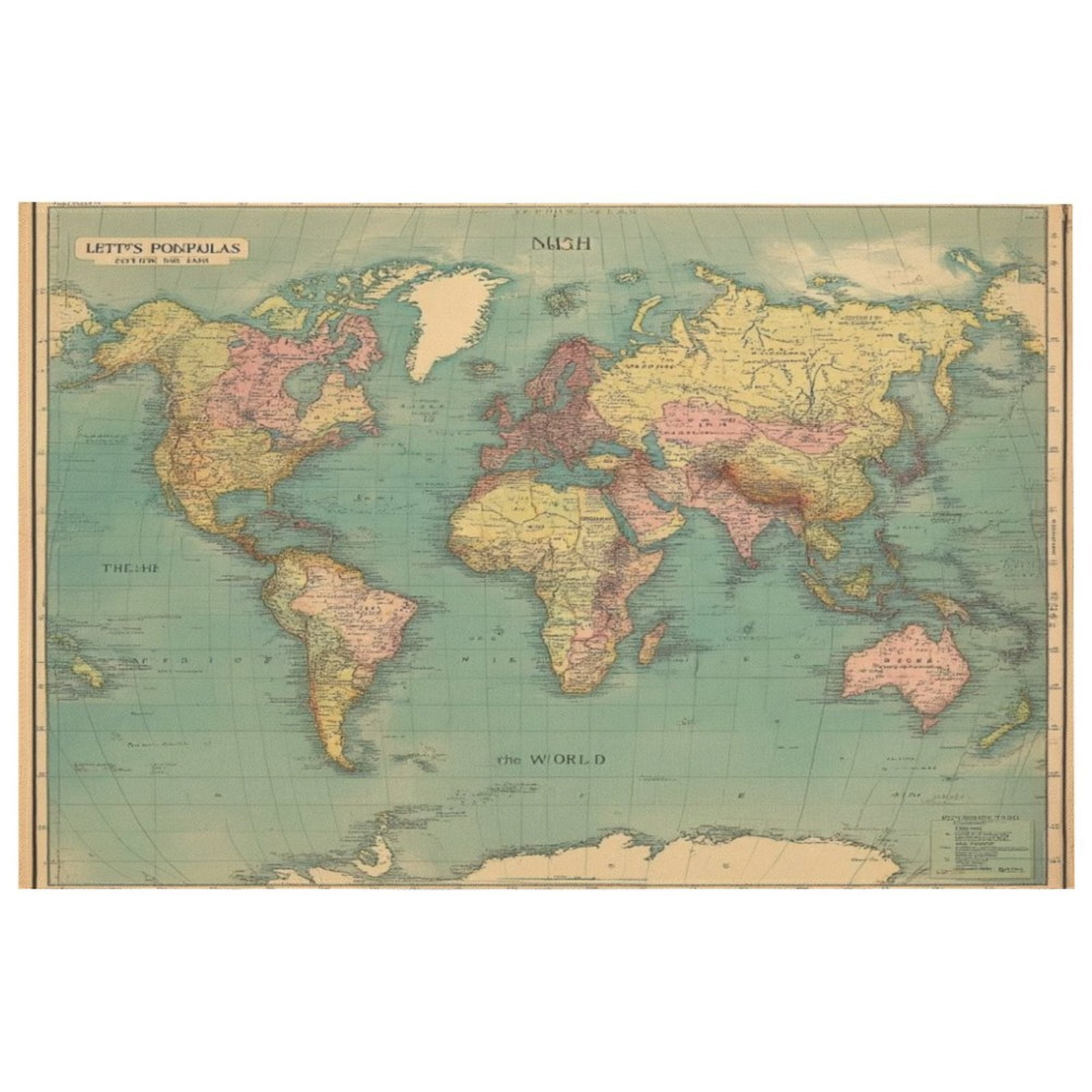 Vintage Map of The World83 Adult Home Decor Bedroom Living Room Crystal ...