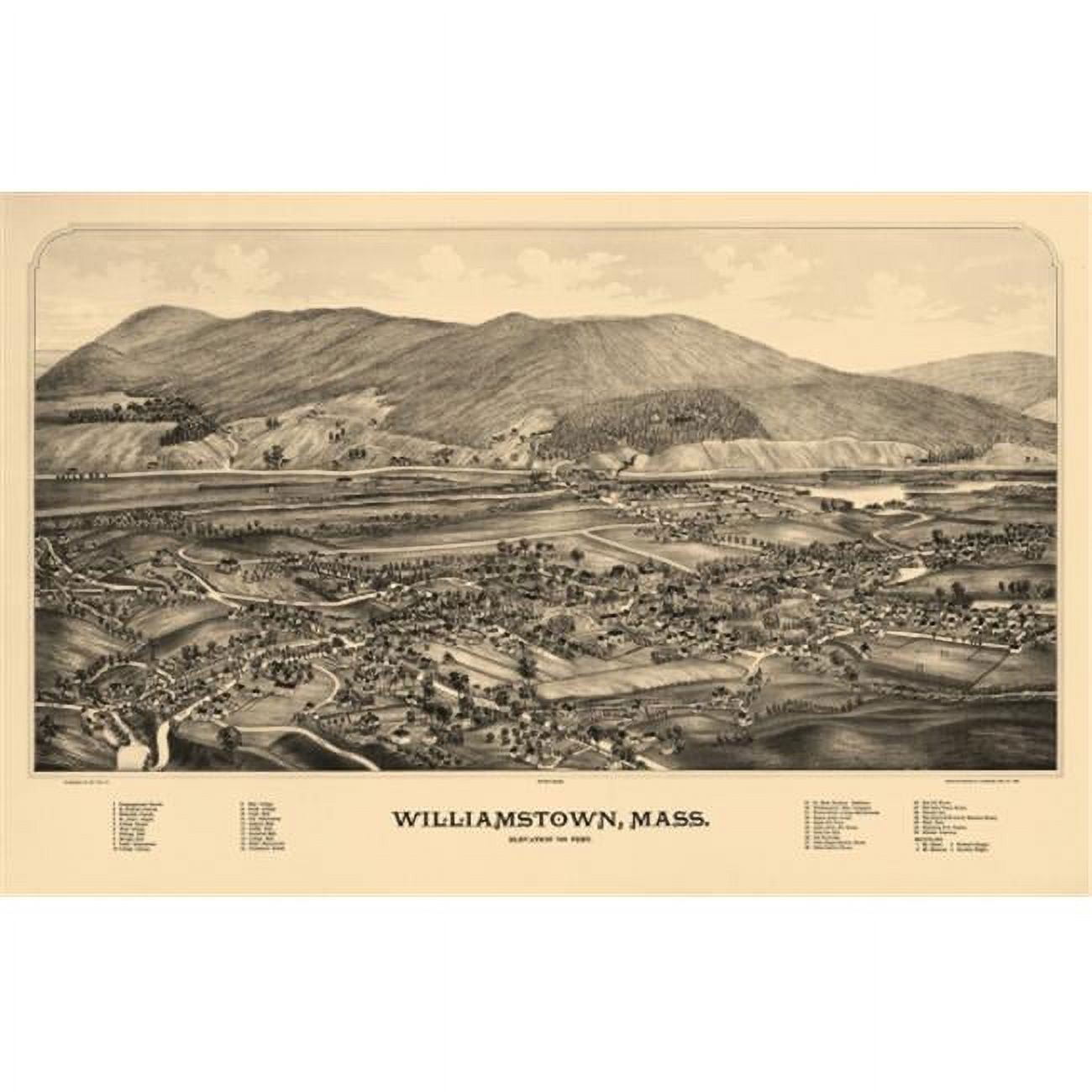 Vintage Map of Williamstown Massachusetts 1889 Berkshire County Poster ...