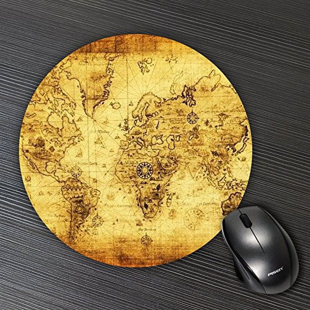 Vintage Map of Yellow Round Mouse pads Gaming Mouse Pad 7.87x7.87 ...