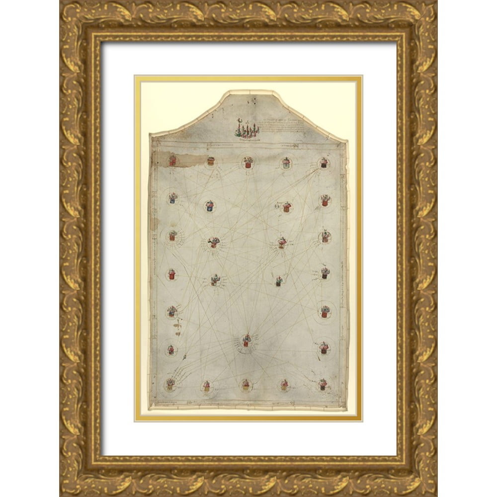 Vintage Maps 10x14 Gold Ornate Wood Framed with Double Matting Museum ...