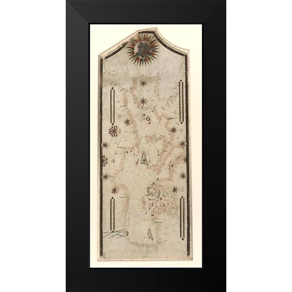 Vintage Maps 10x18 Black Modern Framed Museum Art Print Titled ...