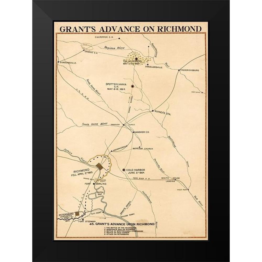 Vintage Maps 11x14 Black Modern Framed Museum Art Print Titled - Civil ...