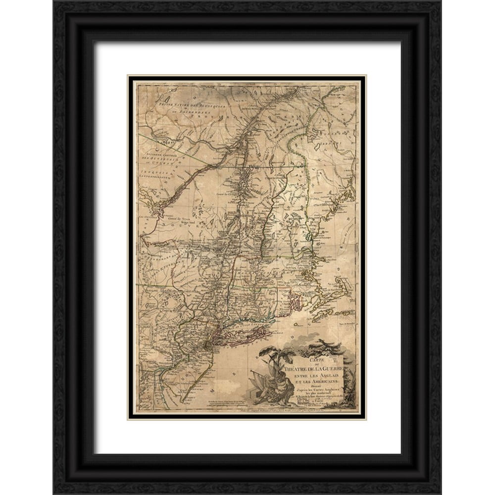 Vintage Maps 11x14 Black Ornate Wood Framed with Double Matting Museum ...