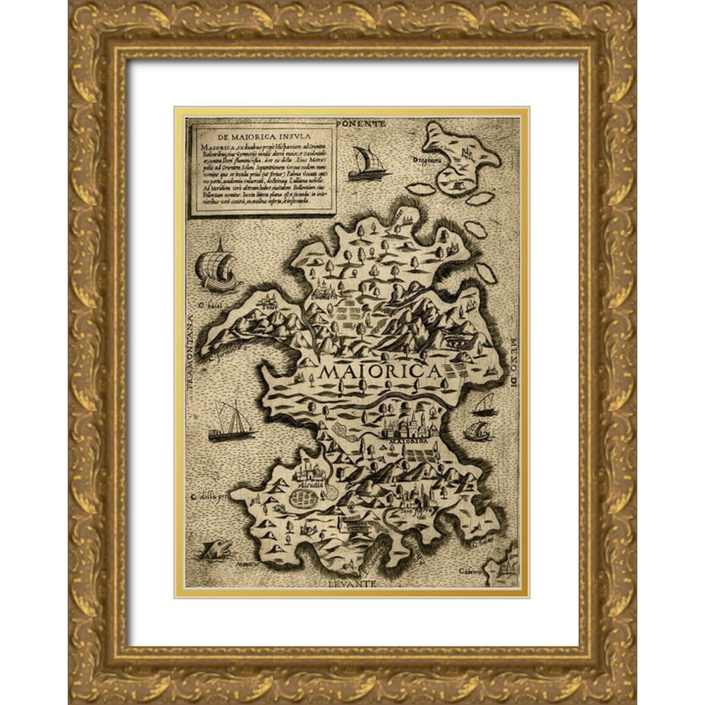 Vintage Maps 11x14 Gold Ornate Wood Framed with Double Matting Museum ...