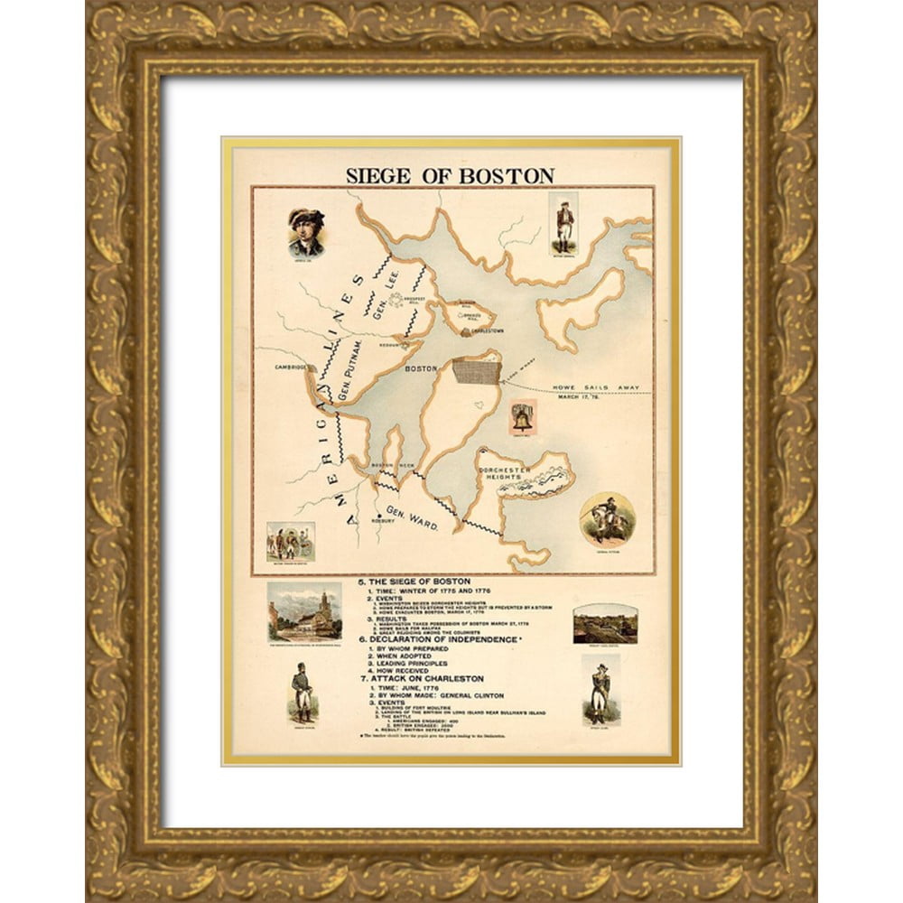 Vintage Maps 11x14 Gold Ornate Wood Framed with Double Matting Museum ...