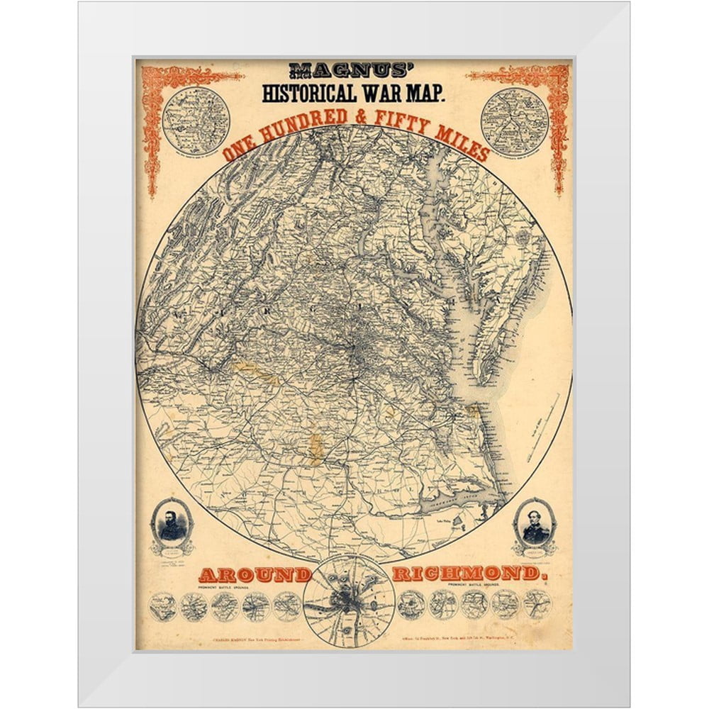 Vintage Maps 11x14 White Modern Wood Framed Museum Art Print Titled ...