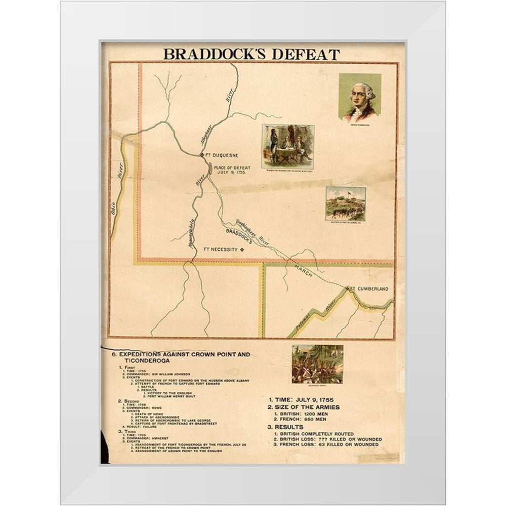 Vintage Maps 11x14 White Modern Wood Framed Museum Art Print Titled ...