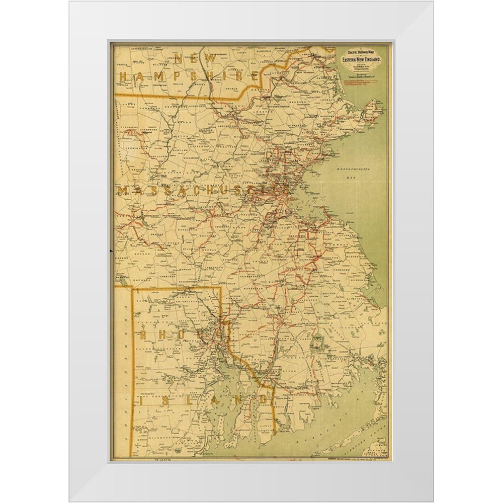 Vintage Maps 11x14 White Modern Wood Framed Museum Art Print Titled ...