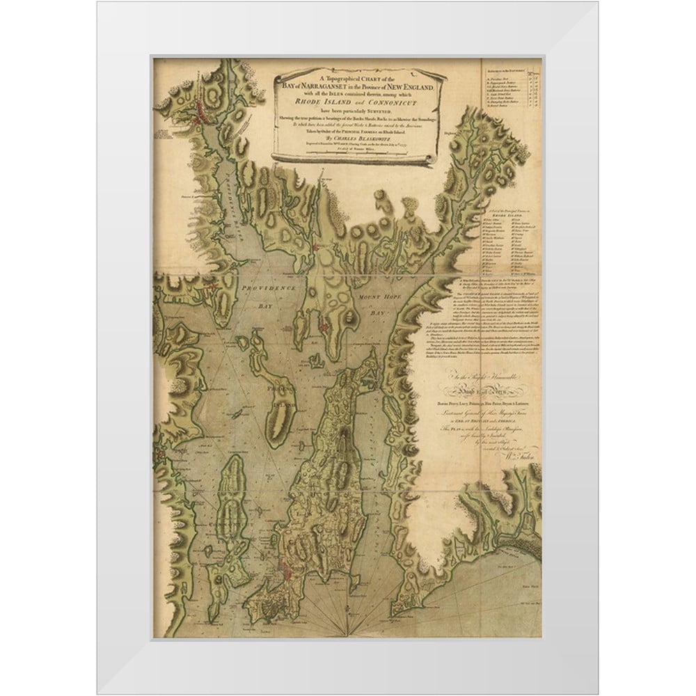 Vintage Maps 11x14 White Modern Wood Framed Museum Art Print Titled ...