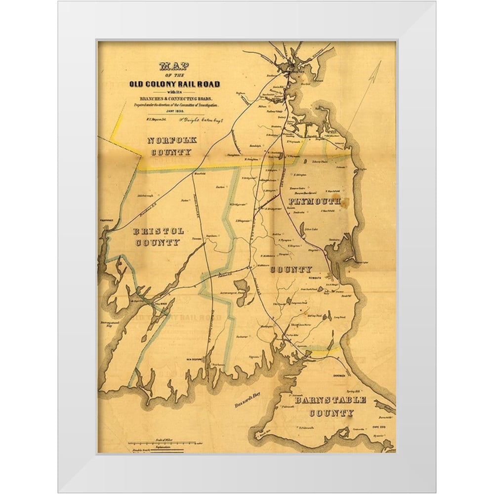 Vintage Maps 11x14 White Modern Wood Framed Museum Art Print Titled ...