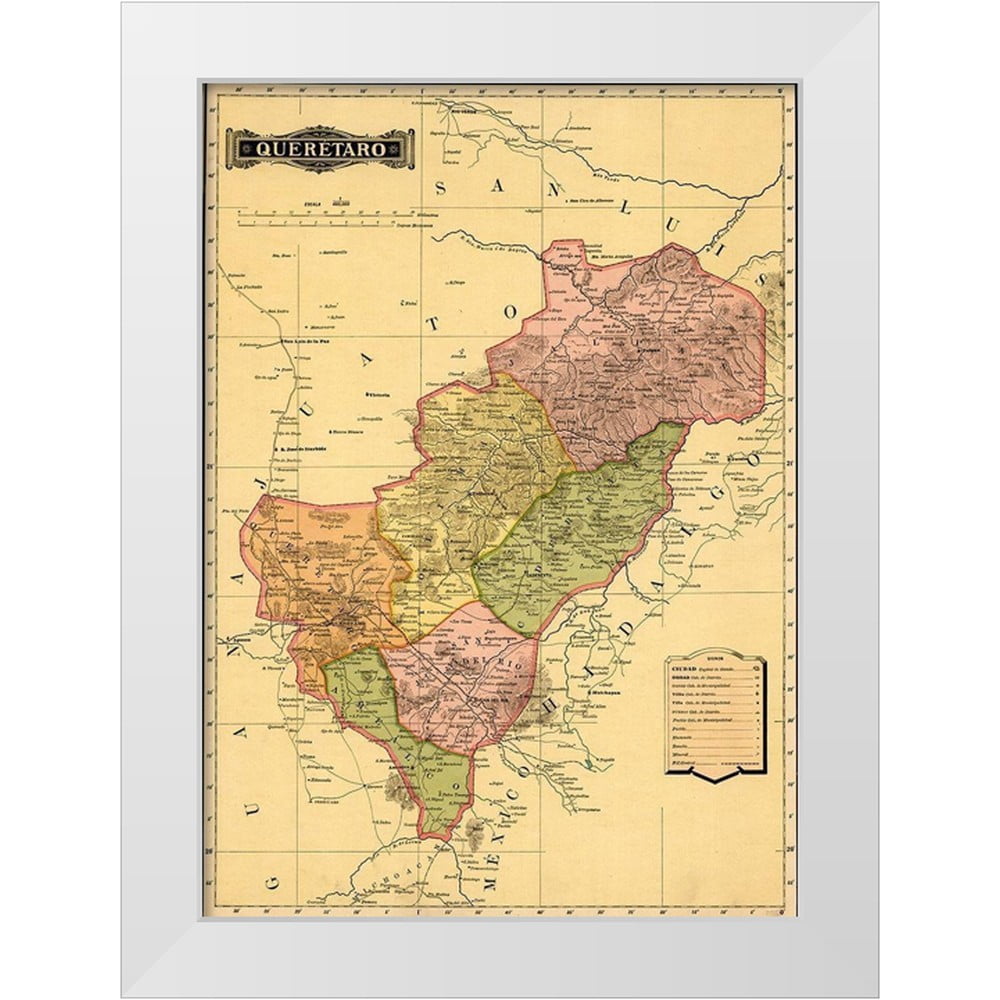 Vintage Maps 11x14 White Modern Wood Framed Museum Art Print Titled ...