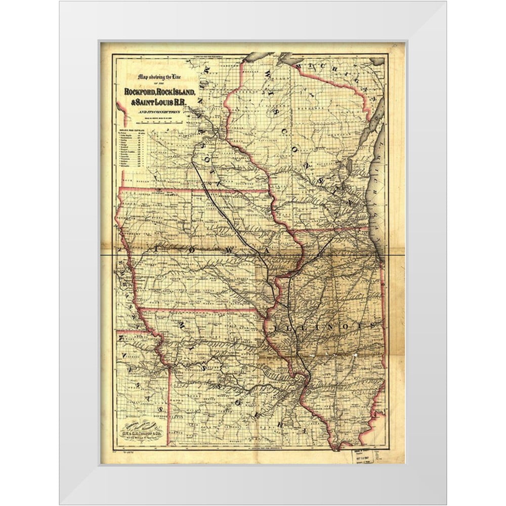 Vintage Maps 11x14 White Modern Wood Framed Museum Art Print Titled ...