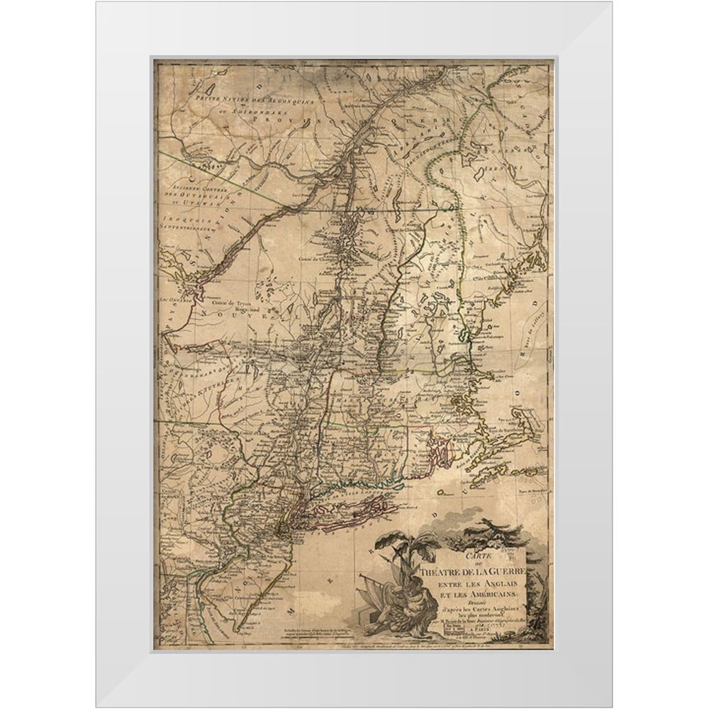 Vintage Maps 11x14 White Modern Wood Framed Museum Art Print Titled ...