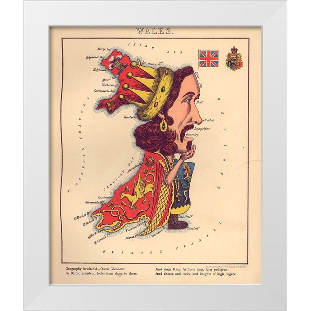 Vintage Maps 12x14 White Modern Wood Framed Museum Art Print Titled ...