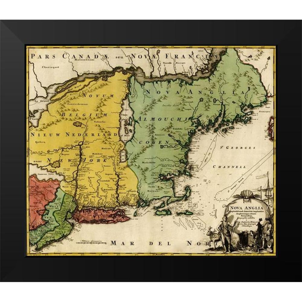 Vintage Maps 13x12 Black Modern Framed Museum Art Print Titled ...