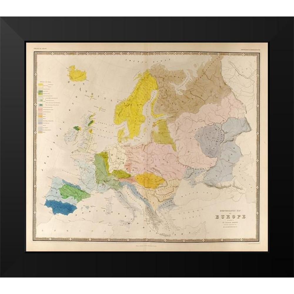 Vintage Maps 13x12 Black Modern Framed Museum Art Print Titled ...