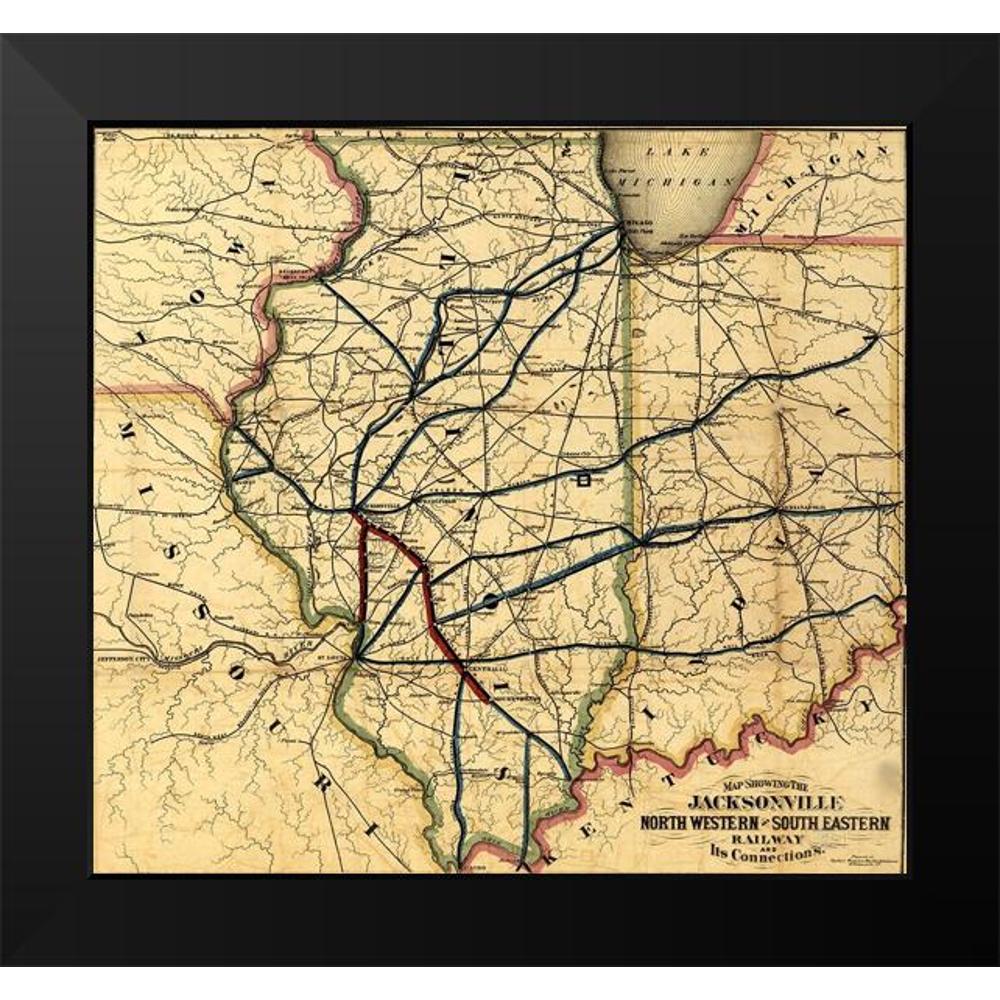 Vintage Maps 13x12 Black Modern Framed Museum Art Print Titled ...